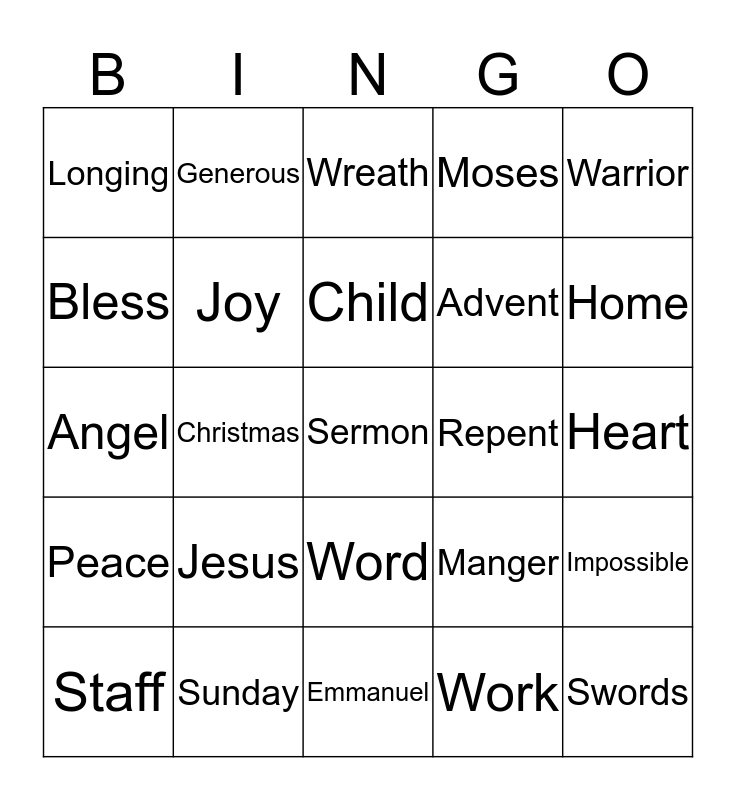Christmas Eve Bingo 2019 Bingo Card