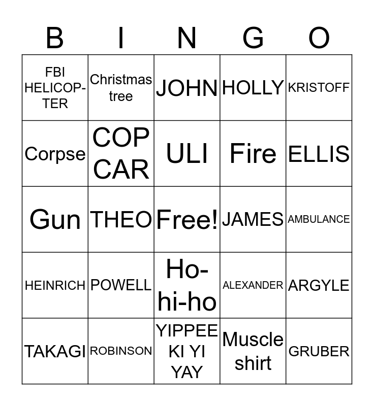 DIE HARD BINGO Card