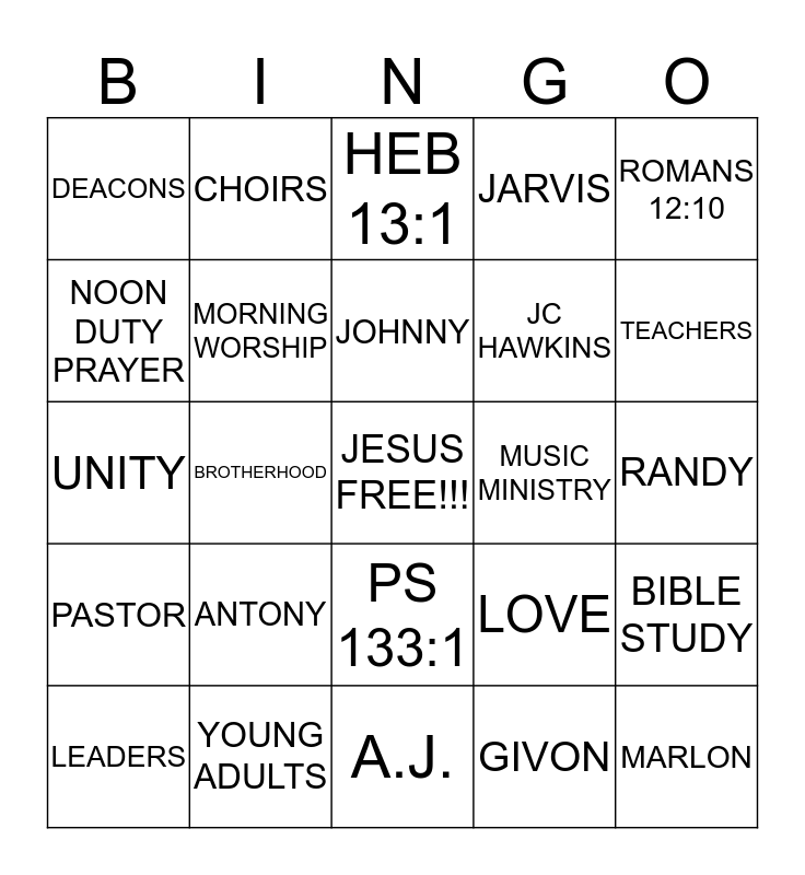 NEW HOPE BINGO!!! Bingo Card