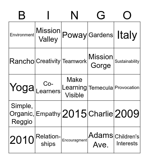 Little Sprouts Bingo Card