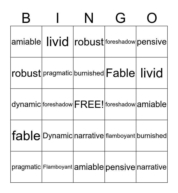 Spelling bingo Game Bingo Card