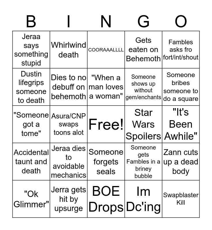 Murloc Throne Mythic Shitfest Bingo Card
