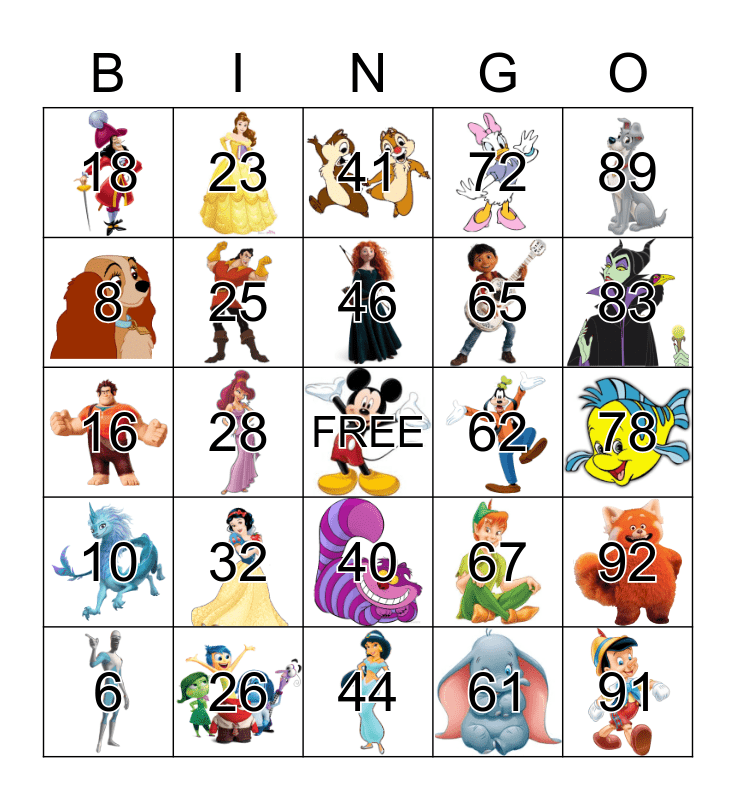 Disney Bingo Card