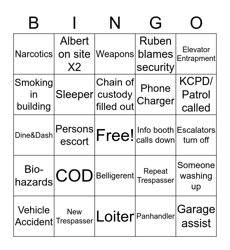 USKC Security BINGO Card