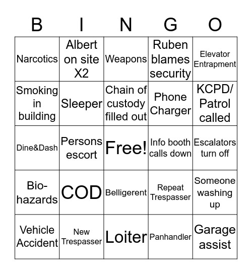 USKC Security BINGO Card