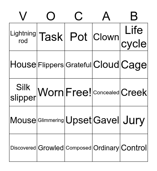 Grade 3 Vocab Bingo Card