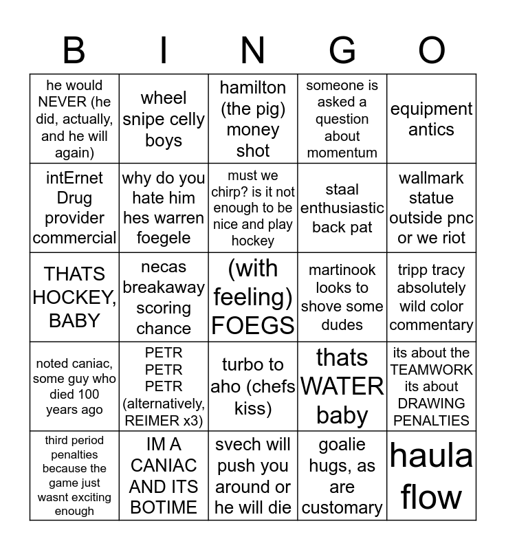 GENERIC CANES BINGO Bingo Card