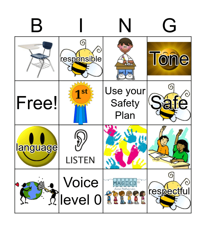 Behavior Matrix Bingo Card