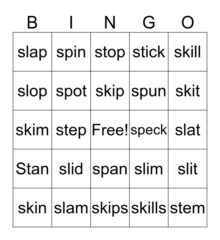 beginning blends bingo Card