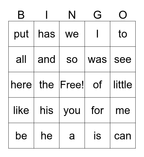Red Word BINGO! Bingo Card