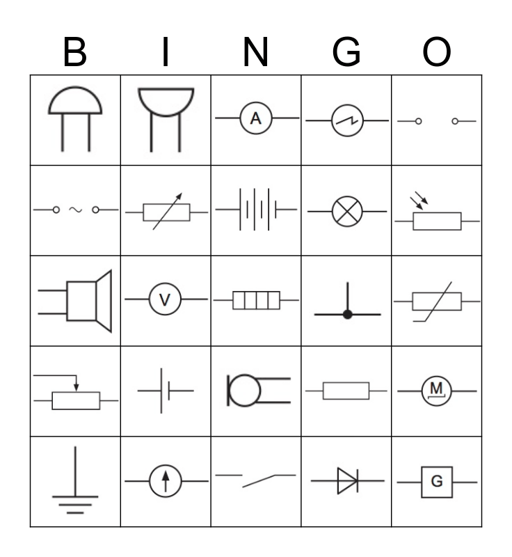 Nat 5 Electricity Bingo Card