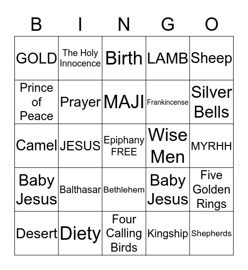 EPIPHANY BINGO Card