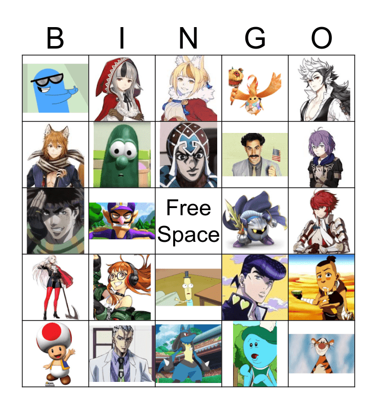 Favorite Character Bingo Card