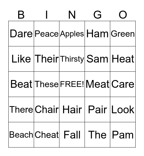 Intensive Group Bingo Card