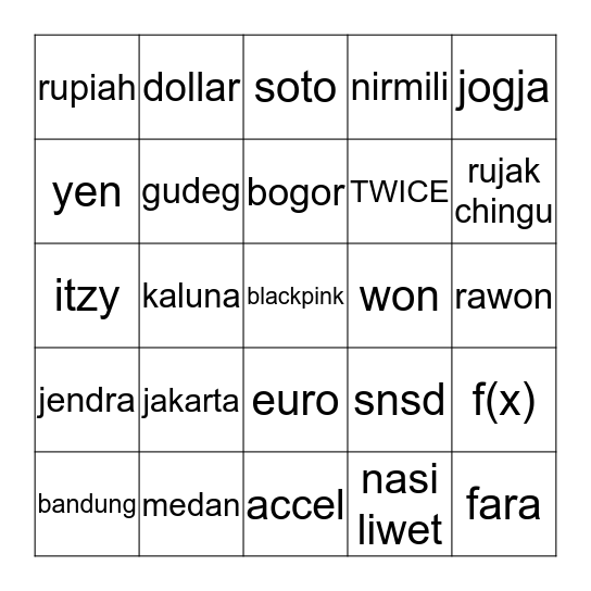 hi Bingo Card