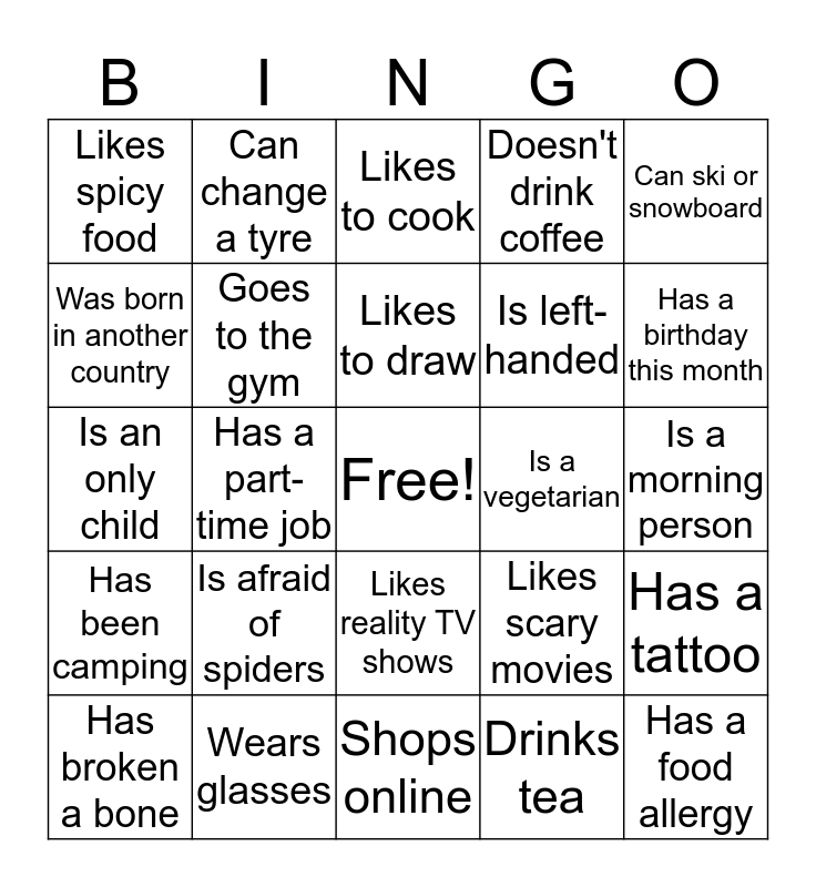 SAS1 Bingo Card
