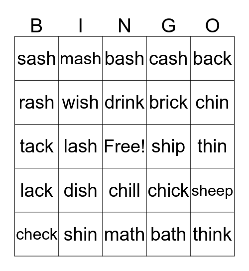 digraph bingo Card