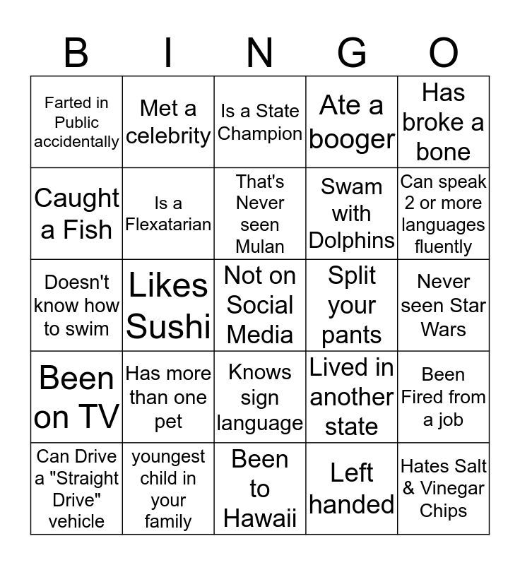 CONNECT GTKY BINGO Card