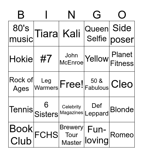 50 & Fabulous Bingo Card