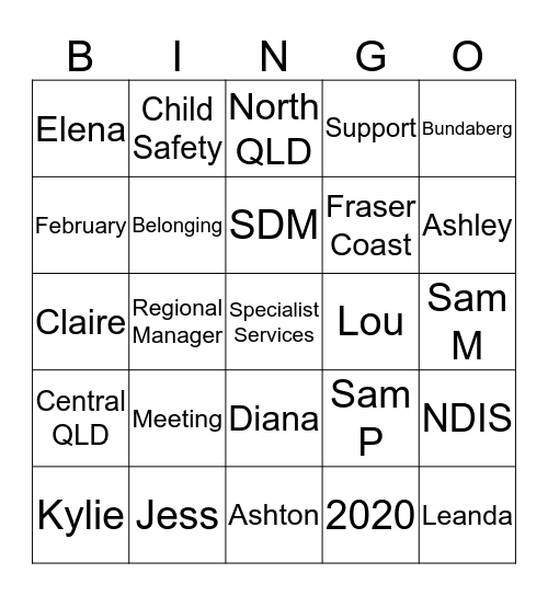 Service Delivery Bingo Card