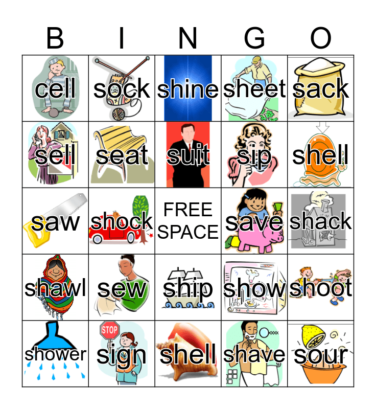 Play S and SH Sound BINGO Online | BingoBaker