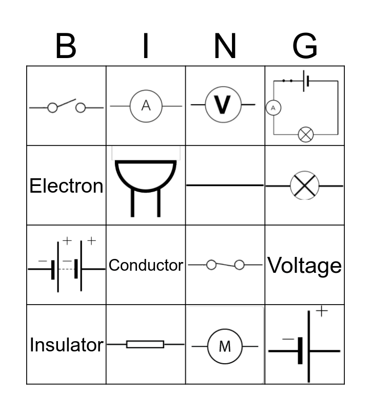 Circuit Symbol Bingo Card