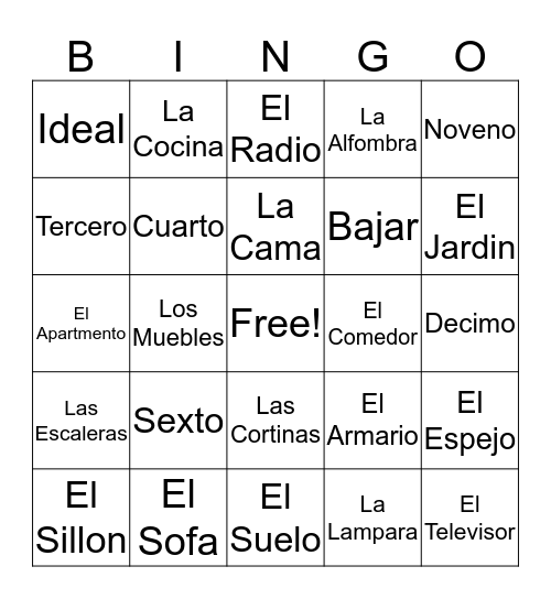 La Casa Bingo Card