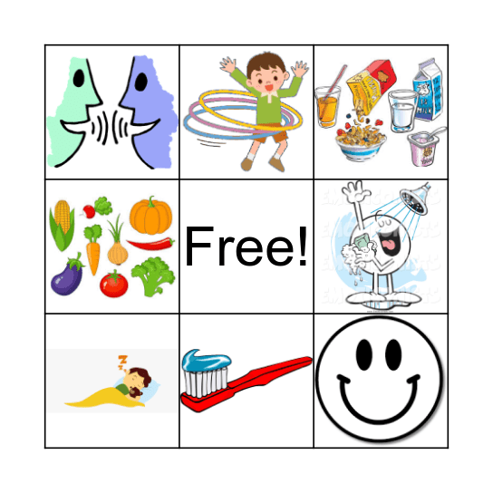 healthy habits Bingo Card