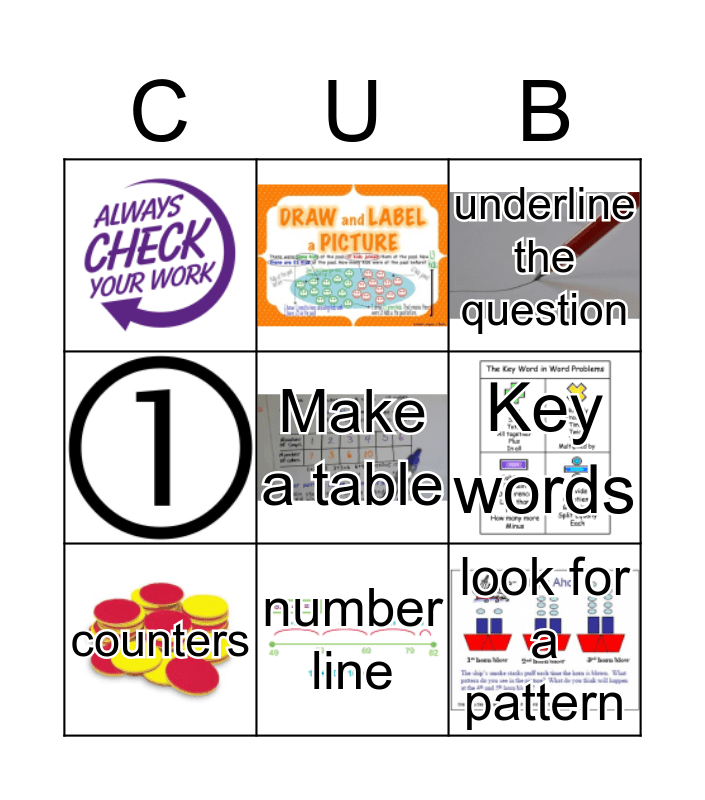 Word Problem Bingo Card