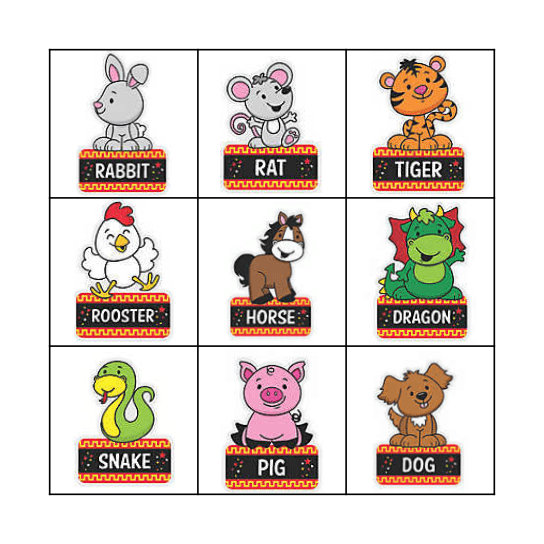 Chinese Zodiac Bingo Card