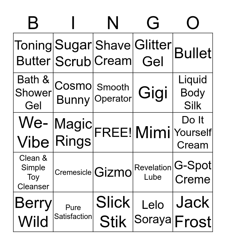Passion Parties by Bernadette Bingo Card