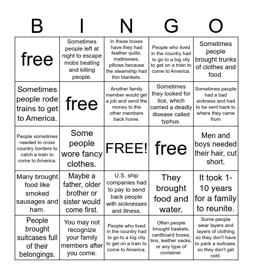 Fact BINGO Card