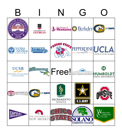 College/Career Bingo Card