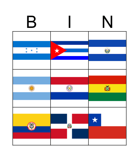 Las banderas Bingo Card