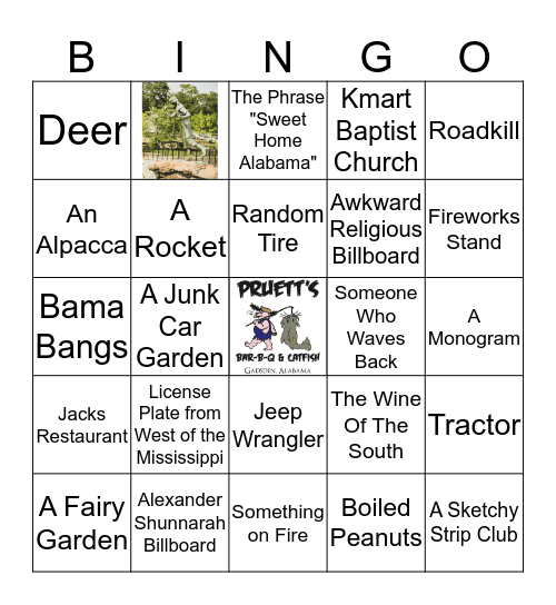 Alabama Bingo Card