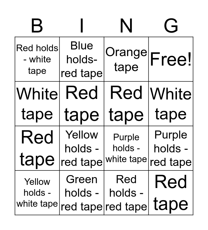 Red and White Bingo Card