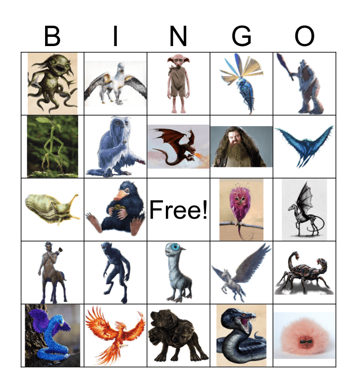 Magical Creatures BINGO Card