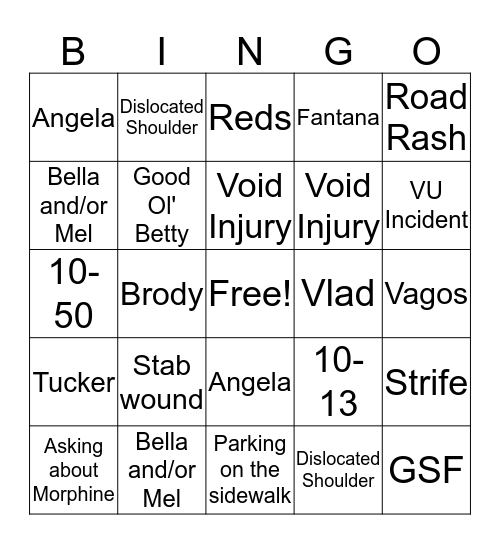 EMS BINGO Card