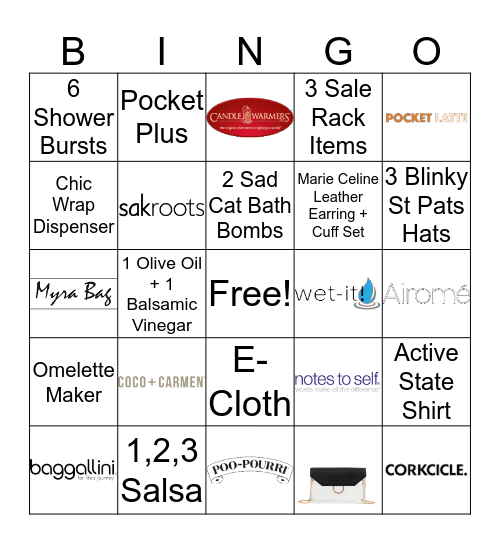 2, 5 in a Rows Bingo Card