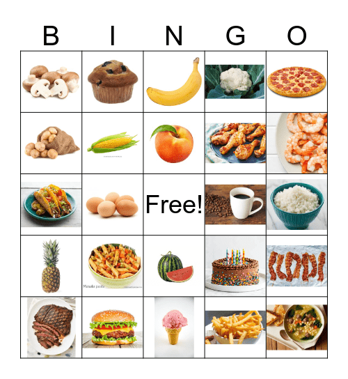 FOOD Vocabulary Bingo Card