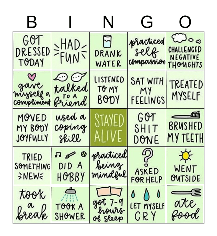 Self-Care Bingo Card