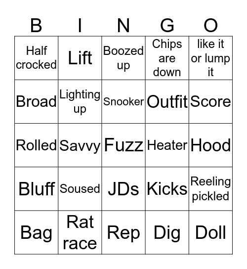 The Outsiders Bingo Card