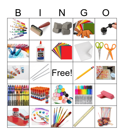 Art Supply Bingo Card