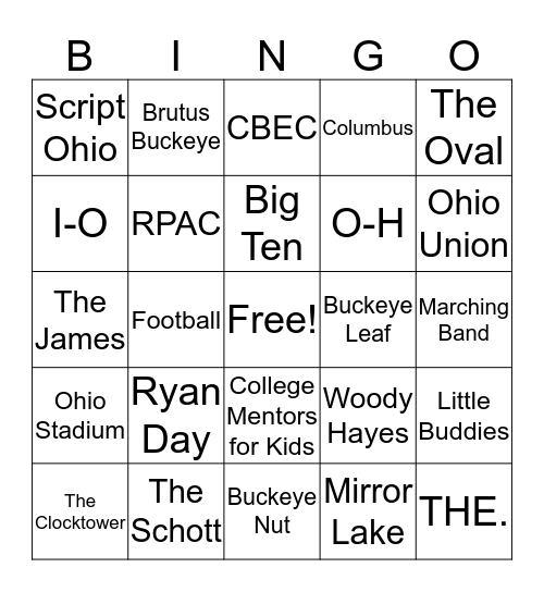 A Day in the Life of a Buckeye Bingo Card