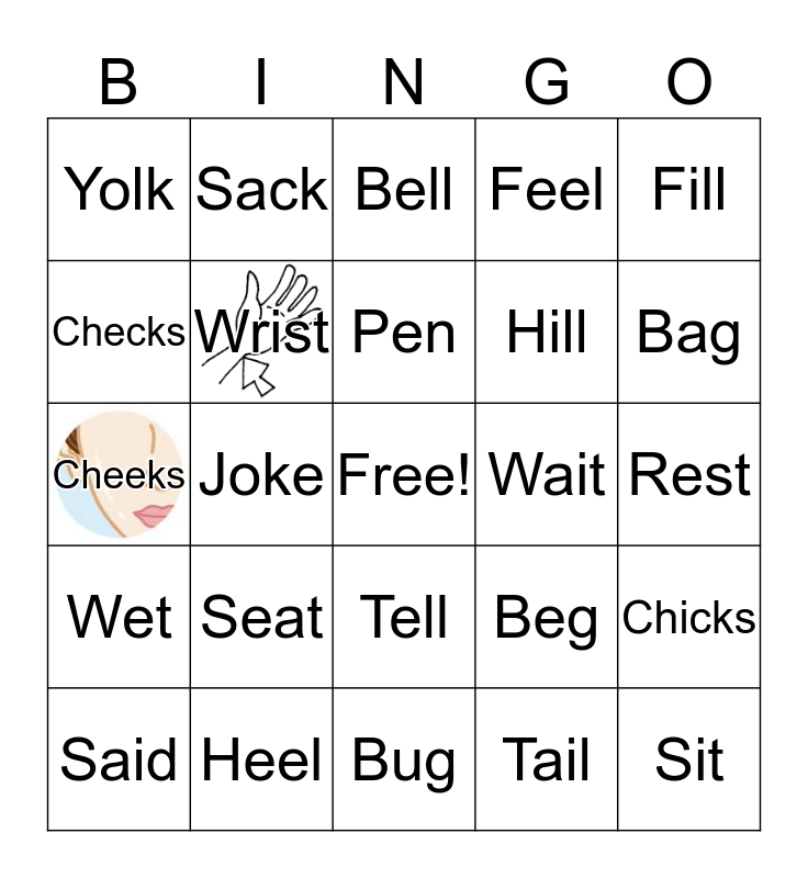 Minimal Pairs Bingo Card