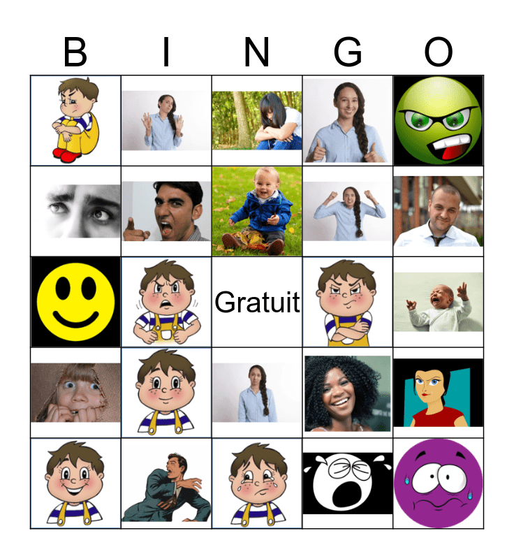 Bingo des émotions Bingo Card