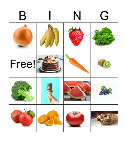 Healthy X Unhealthy Food Bingo Card