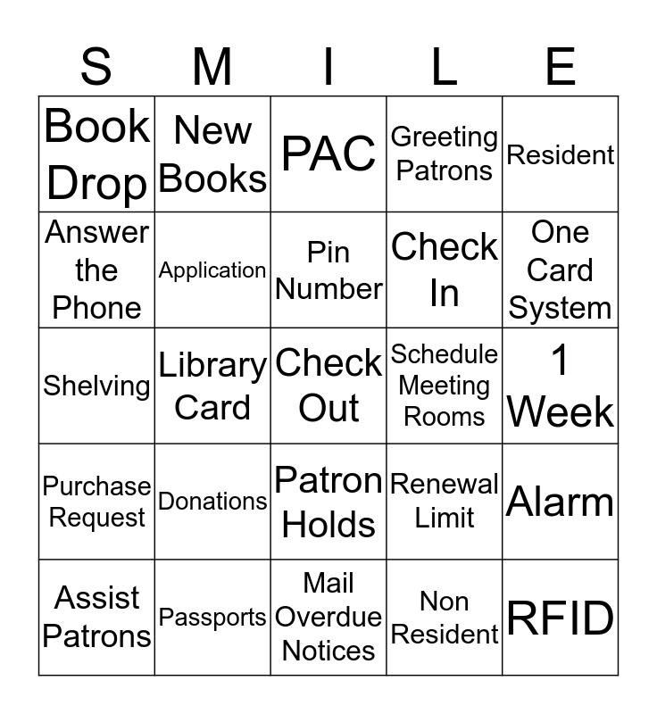 Circulation Bingo Card