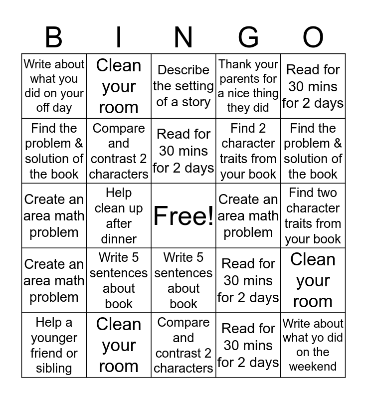 February Bingo Card