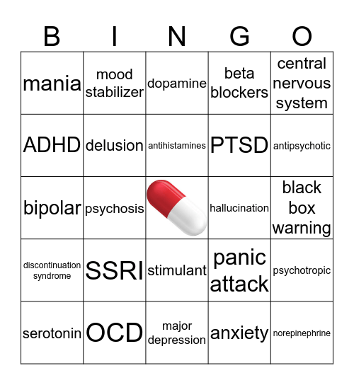 PSYCH MEDS Bingo Card